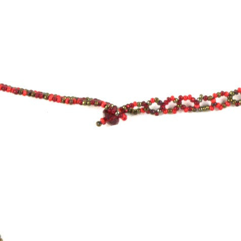Hand Beaded Necklace - Shimmering Red – JJ Caprices